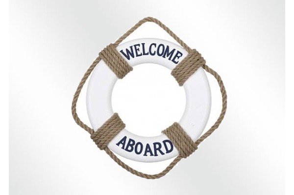 "WELCOME ABOARD" LIFE RING seafaring decor and beach.