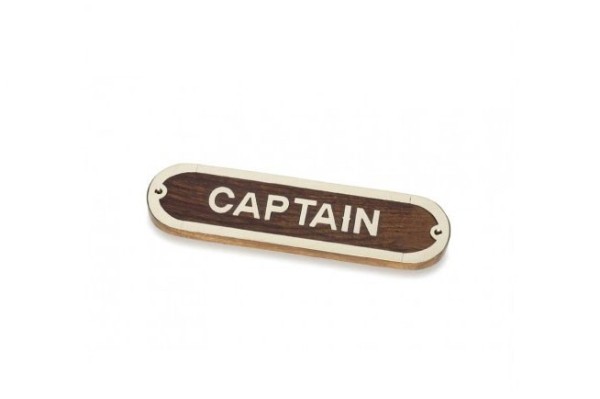 "CAPTAIN" plate made of metal and wood, home decoration