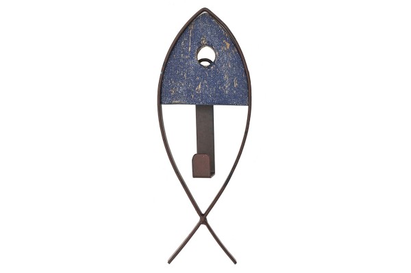 Set of 3 hangers in the shape of a blue wooden fish