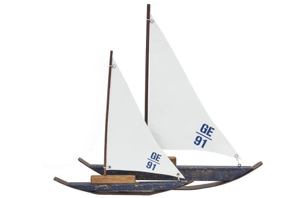 Velero decorativo de madera y acero moderno Características Largo: 30cm ...